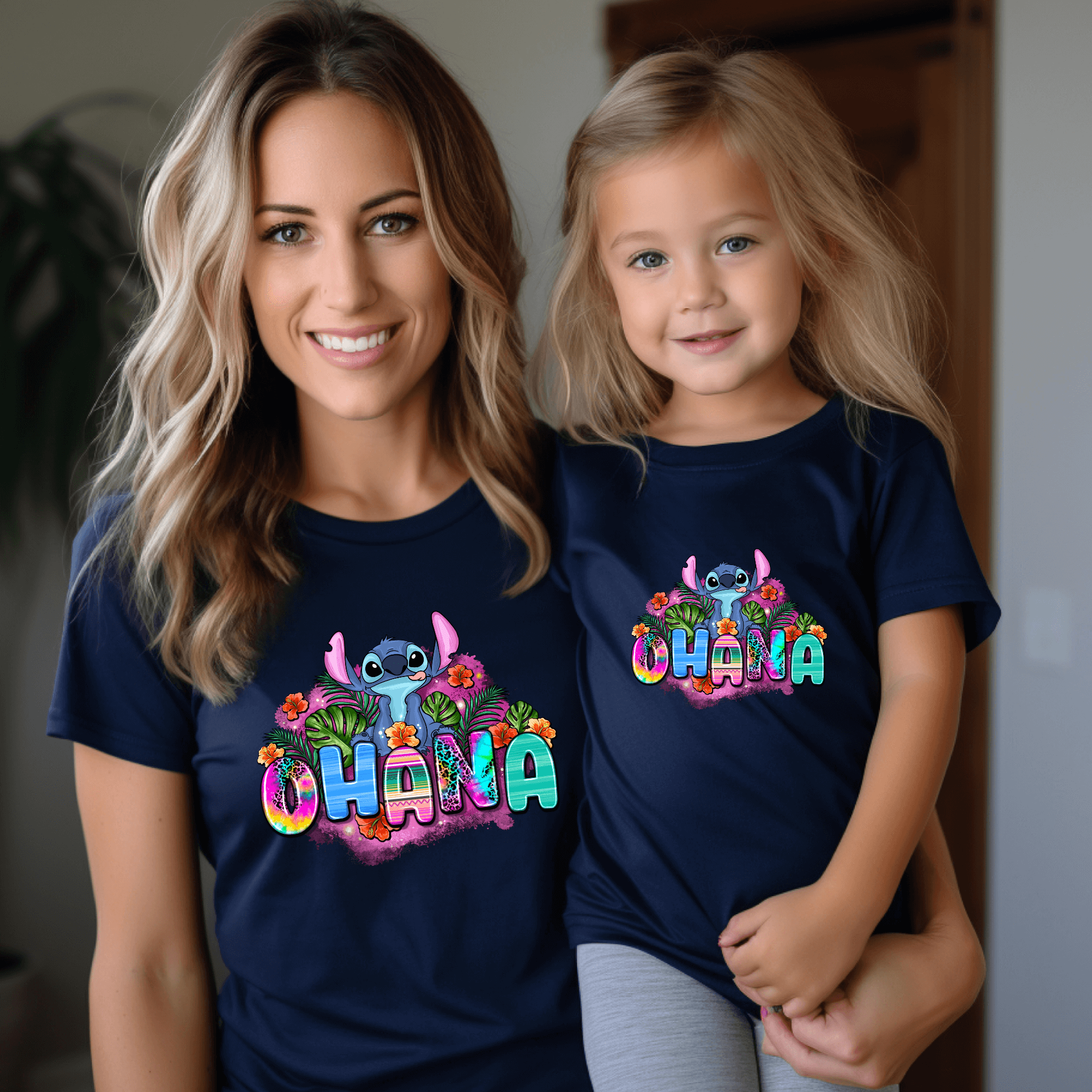 Camiseta Stitch Ohana. Camiseta igual para mama y niña o niño