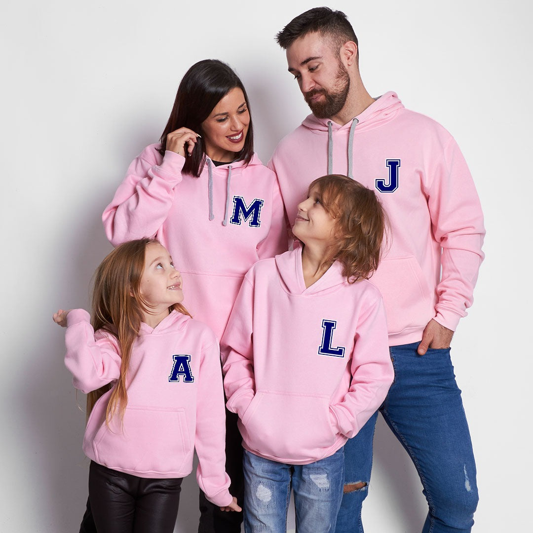 Sudadera iniciales premium rosa mini capucha Sudadera igual para madre ...